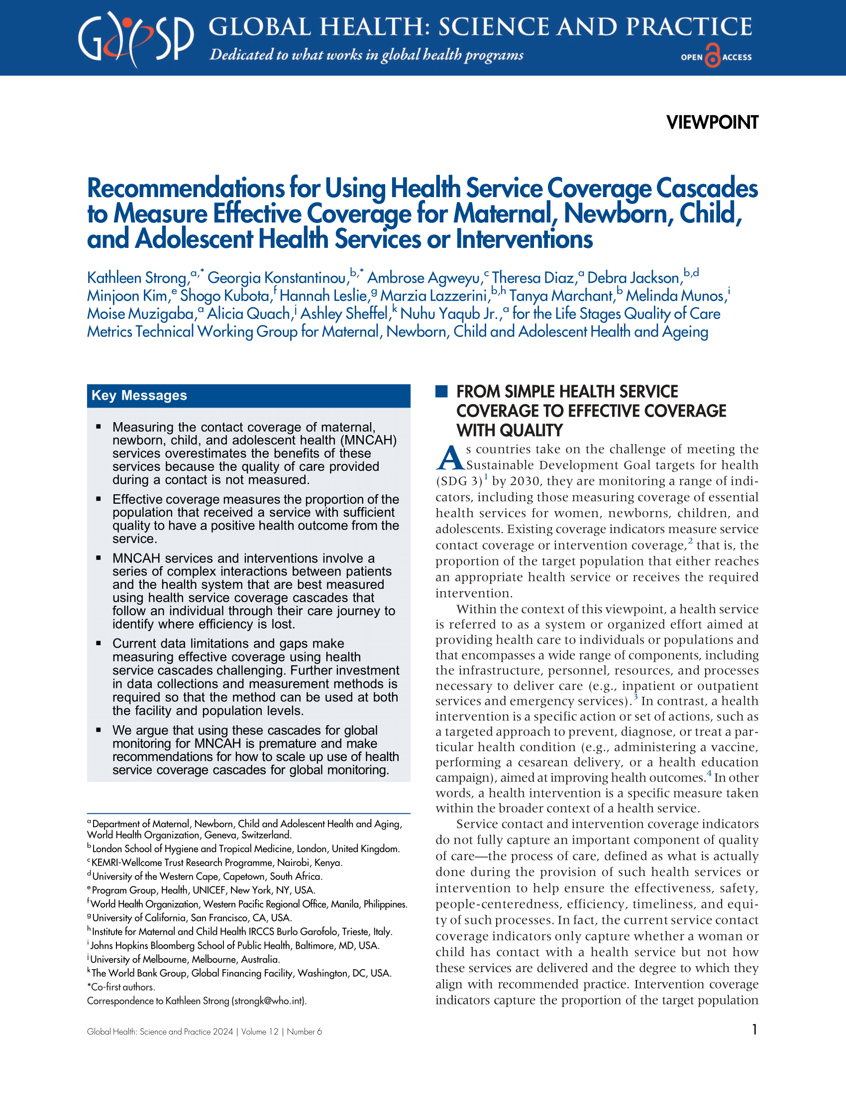 Recommendations for Using Health Service Coverage Cascades to Measure Effective Coverage for ...
